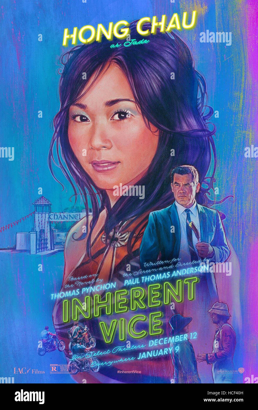 INHERENT VICE, US poster, top: Hong Chau, blue suit: Josh Brolin ...