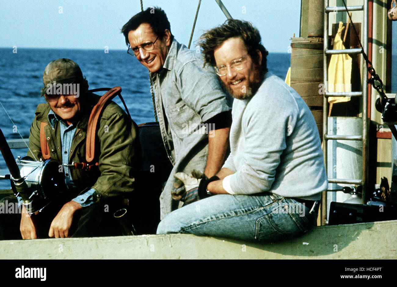 JAWS, Robert Shaw, Roy Scheider, Richard Dreyfuss, 1975 Stock Photo - Alamy
