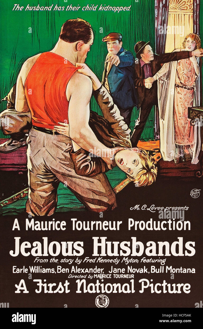 JEALOUS HUSBANDS, l-r: Earle Williams, George Siegmann (pointing), far ...