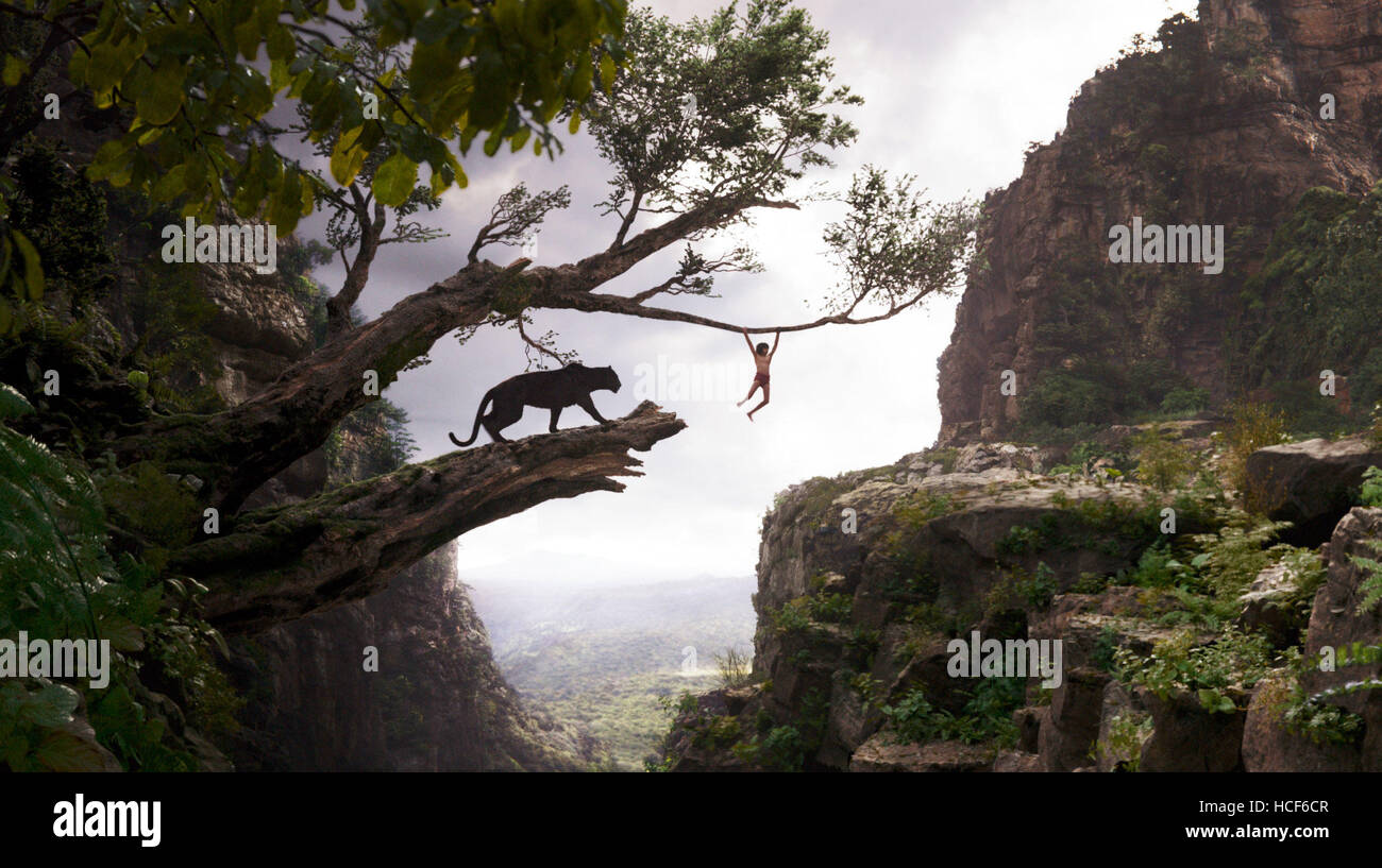 THE JUNGLE BOOK, from left: Bagheera (voice: Ben Kingsley), Neel Sethi ...