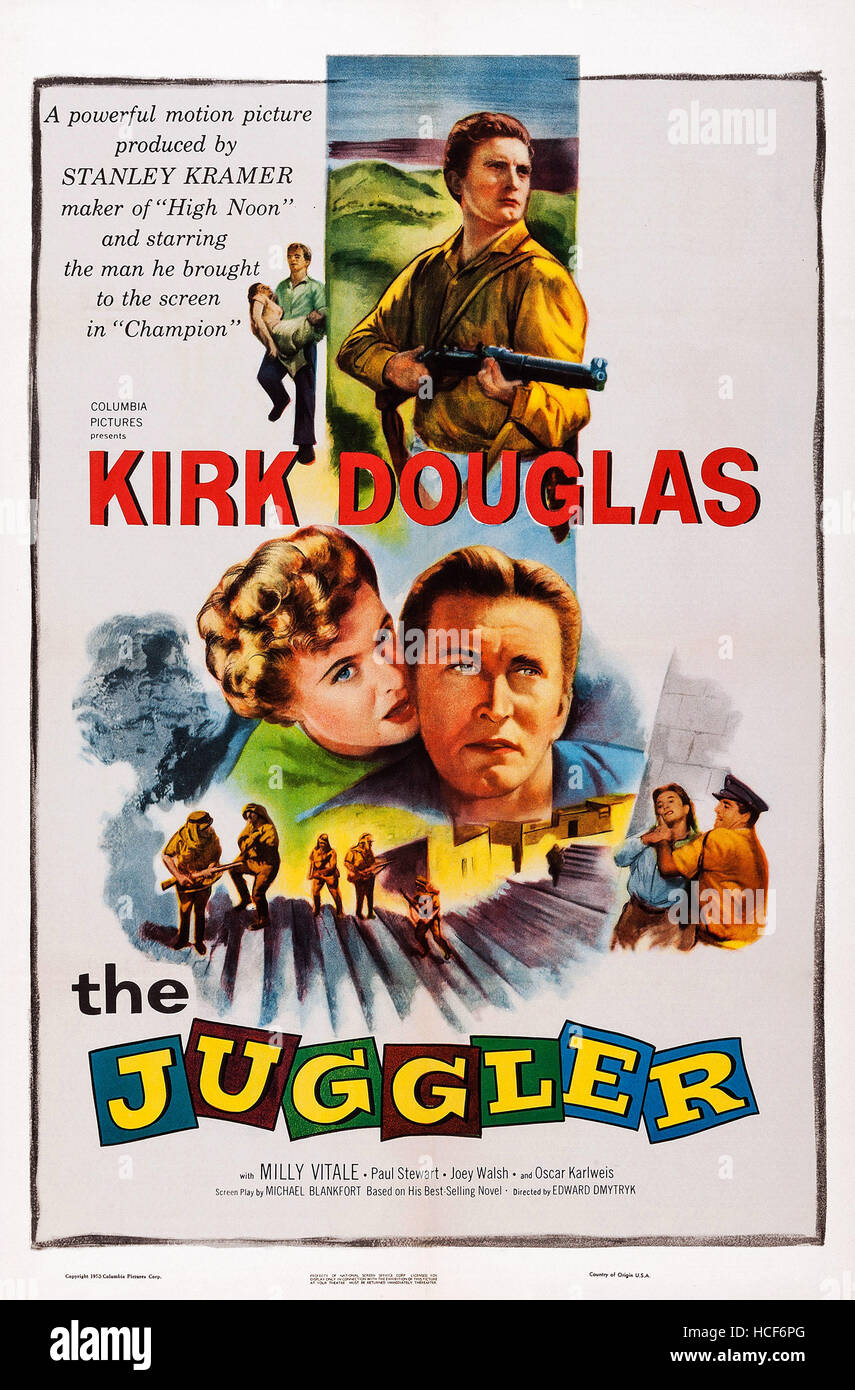 THE JUGGLER, US poster art, top: Kirk Douglas; center: Milly Vitale ...