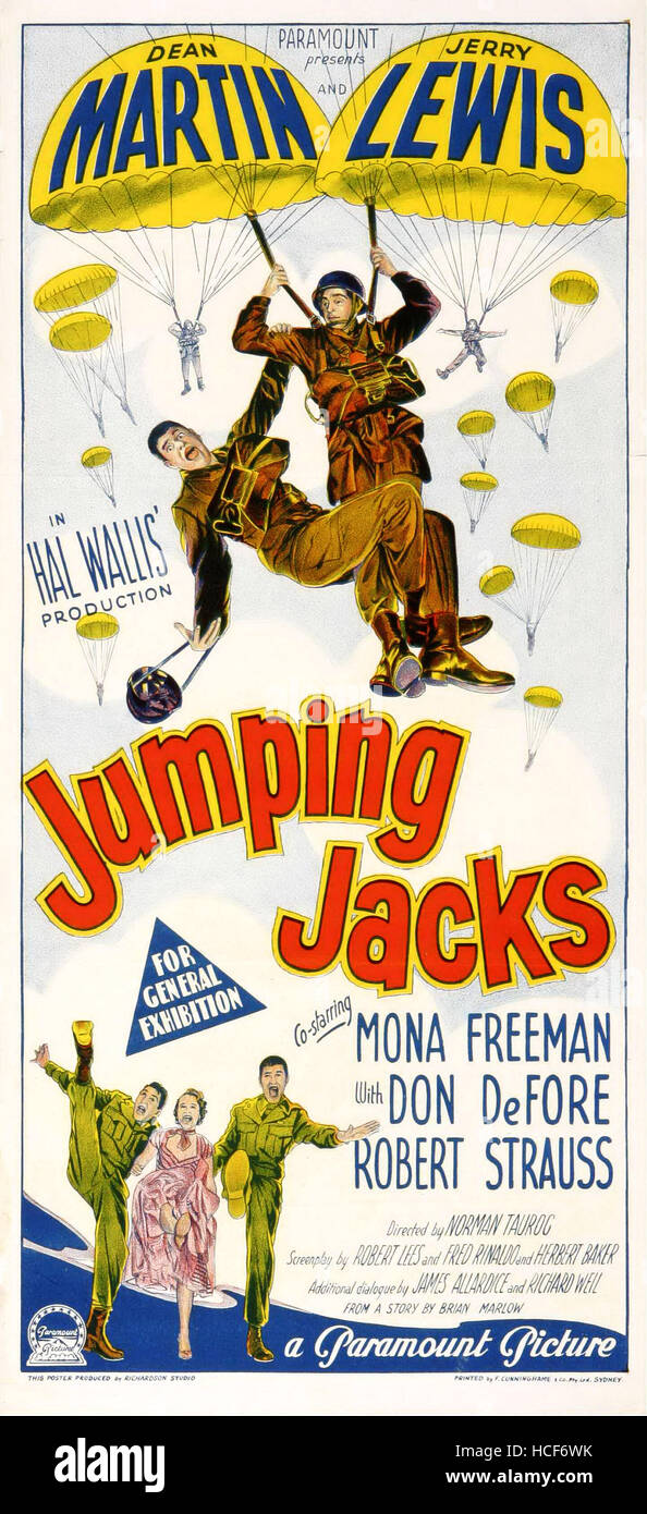 JUMPING JACKS, bottom left to right: Dean Martin, Mona Freeman, Jerry ...