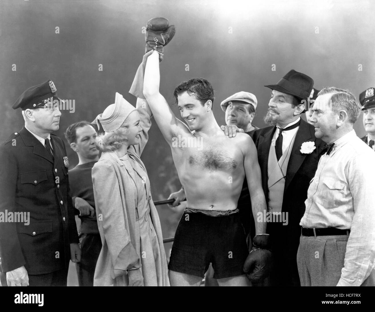 KID NIGHTINGALE, Jane Wyman (raising arm), John Payne (barechested ...