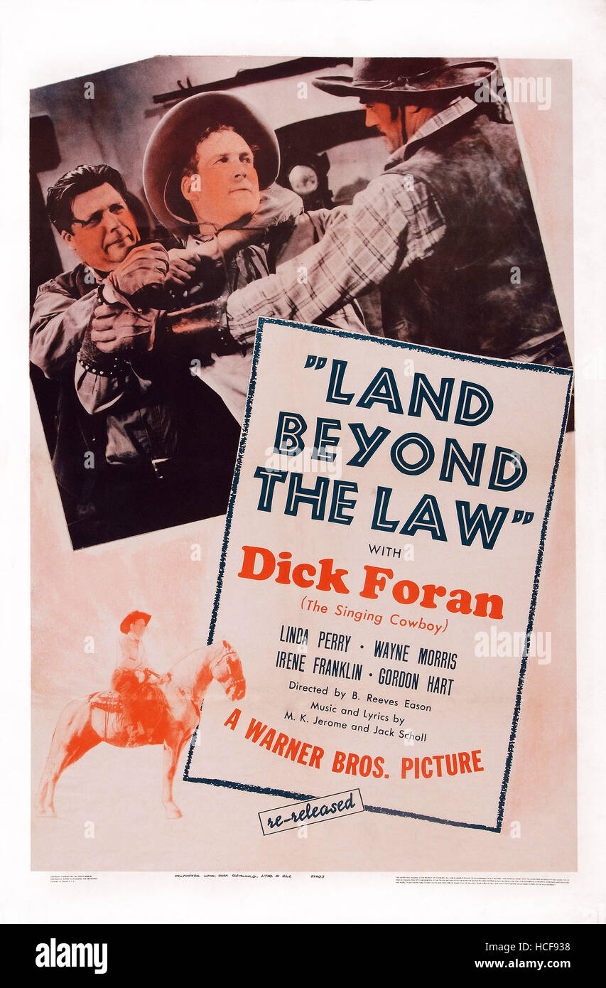 LAND BEYOND THE LAW, poster art, center: Dick Foran, 1937 Stock Photo - Alamy