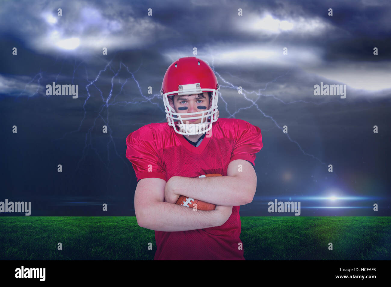 Composite image of american football player with arms crossed Stock ...