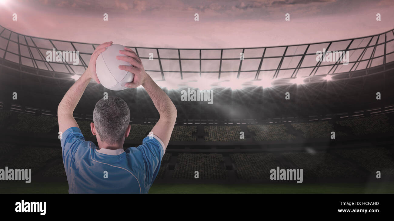 Composite image of rugby player about to throw a rugby ball 3D Stock ...