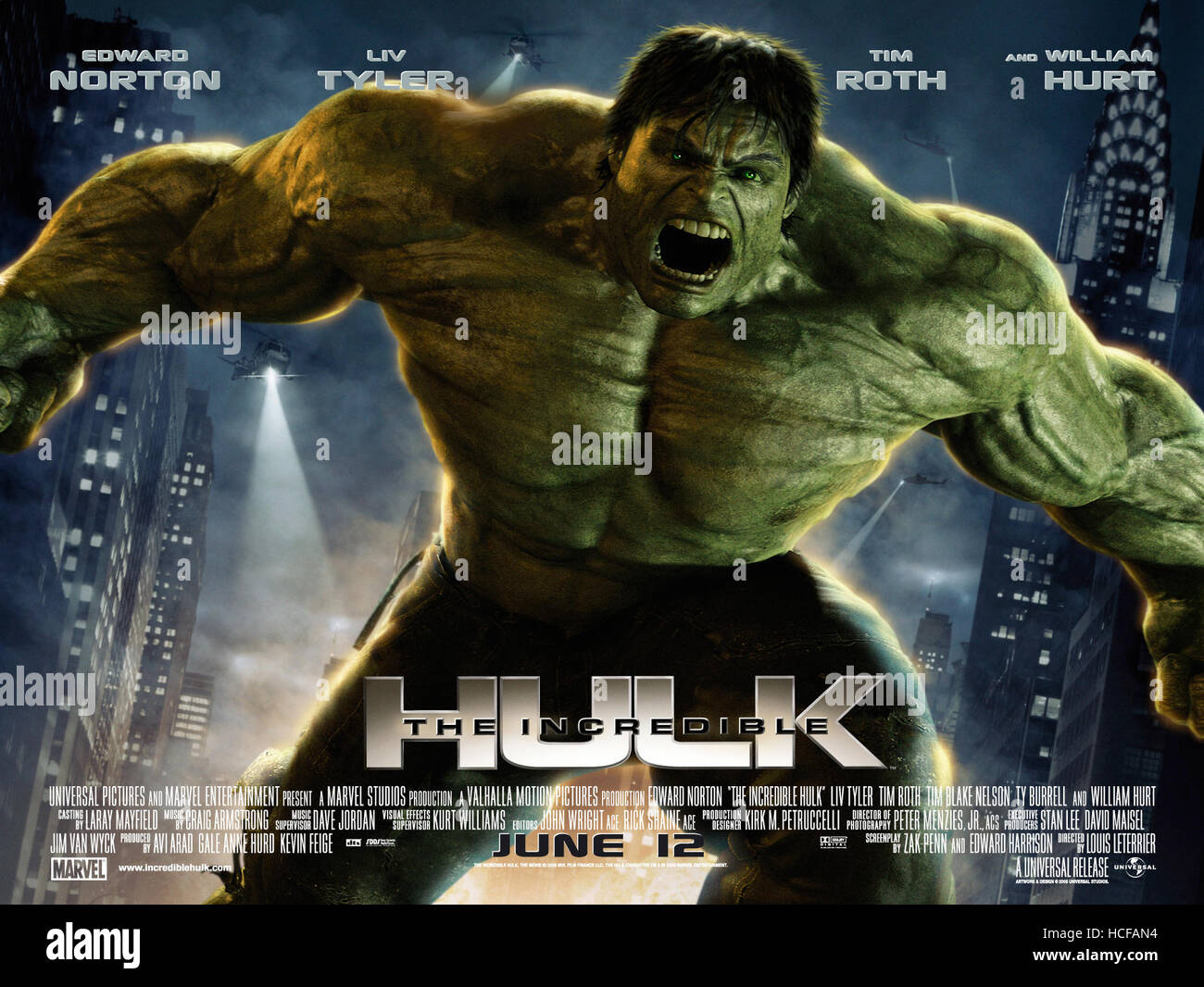 THE INCREDIBLE HULK, Edward Norton as the Hulk on British poster art, 2008, ©Universal Pictures ...