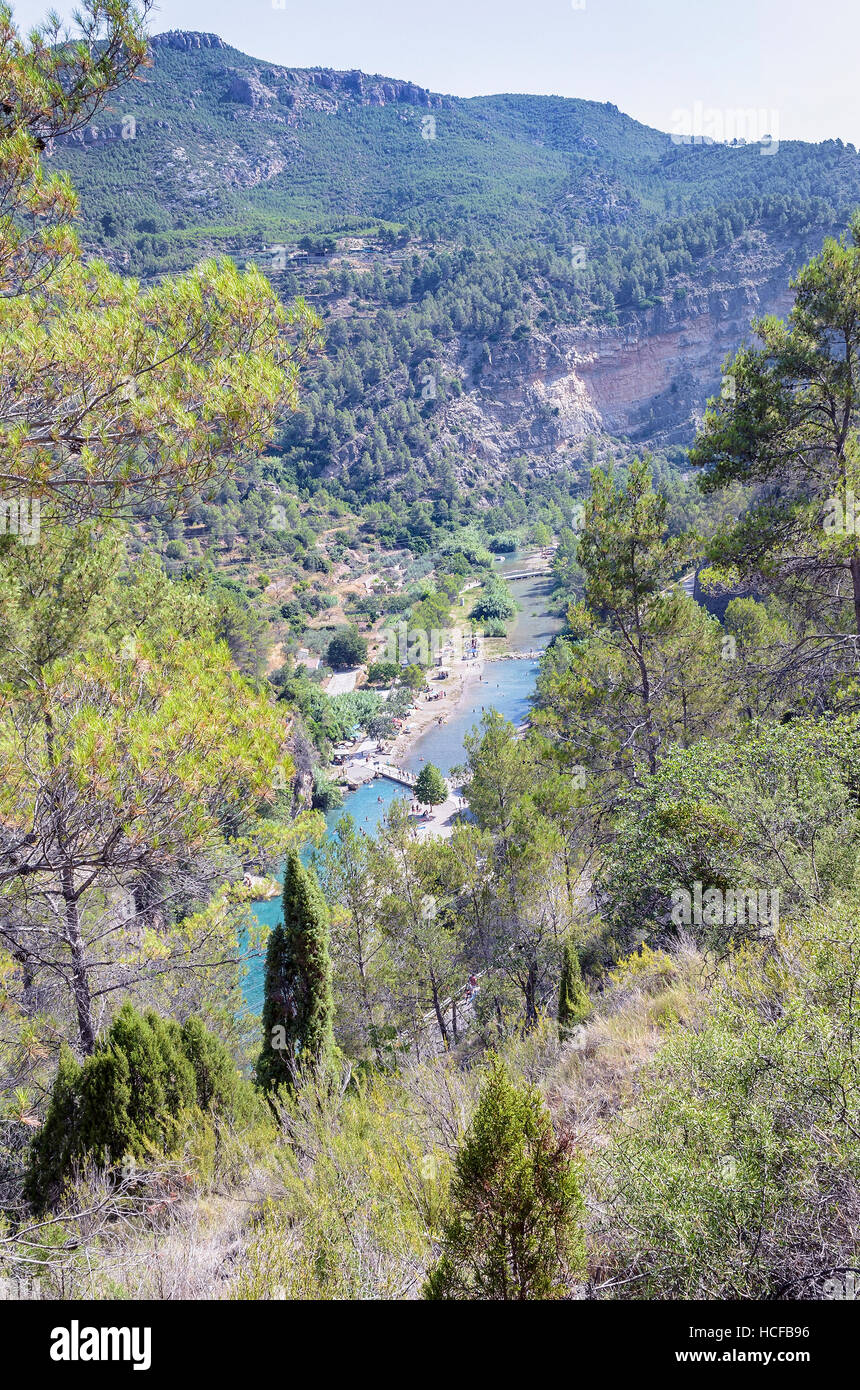 River Mijares. View at middle altitude. The spring of bathes, in ...