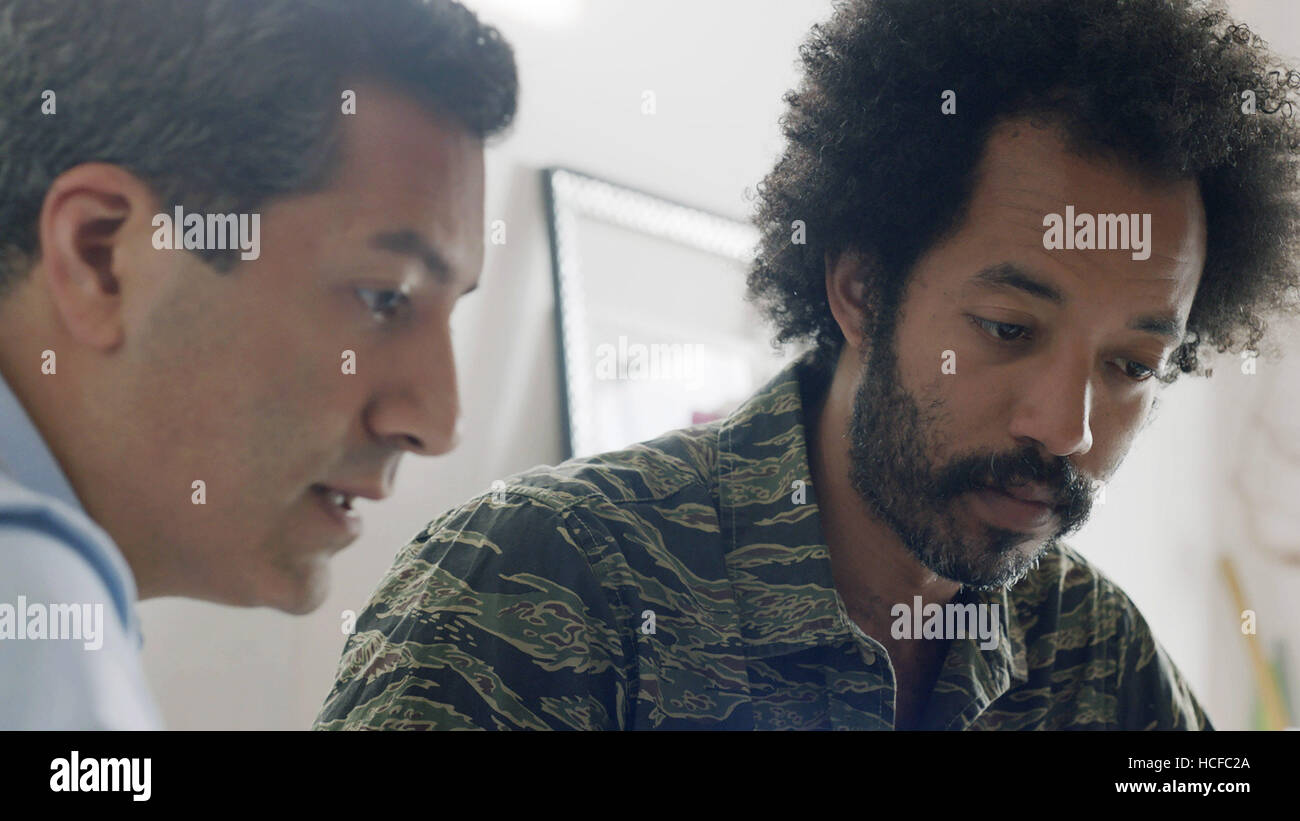 JACQUELINE ARGENTINE, from left: Alfredo Narciso, Wyatt Cenac, 2016. ph: Eric K. Yue Stock Photo ...
