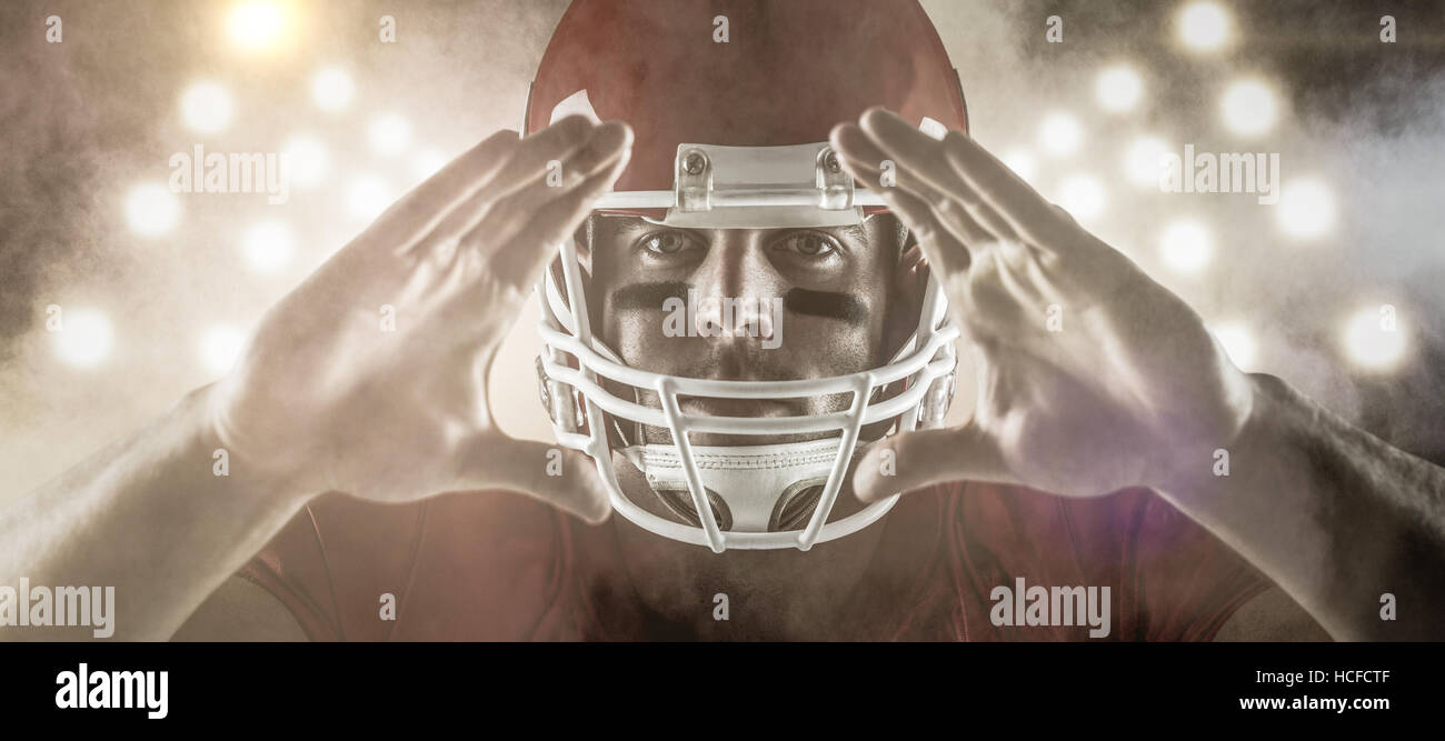 Composite image of american football player making hand gesture Stock ...