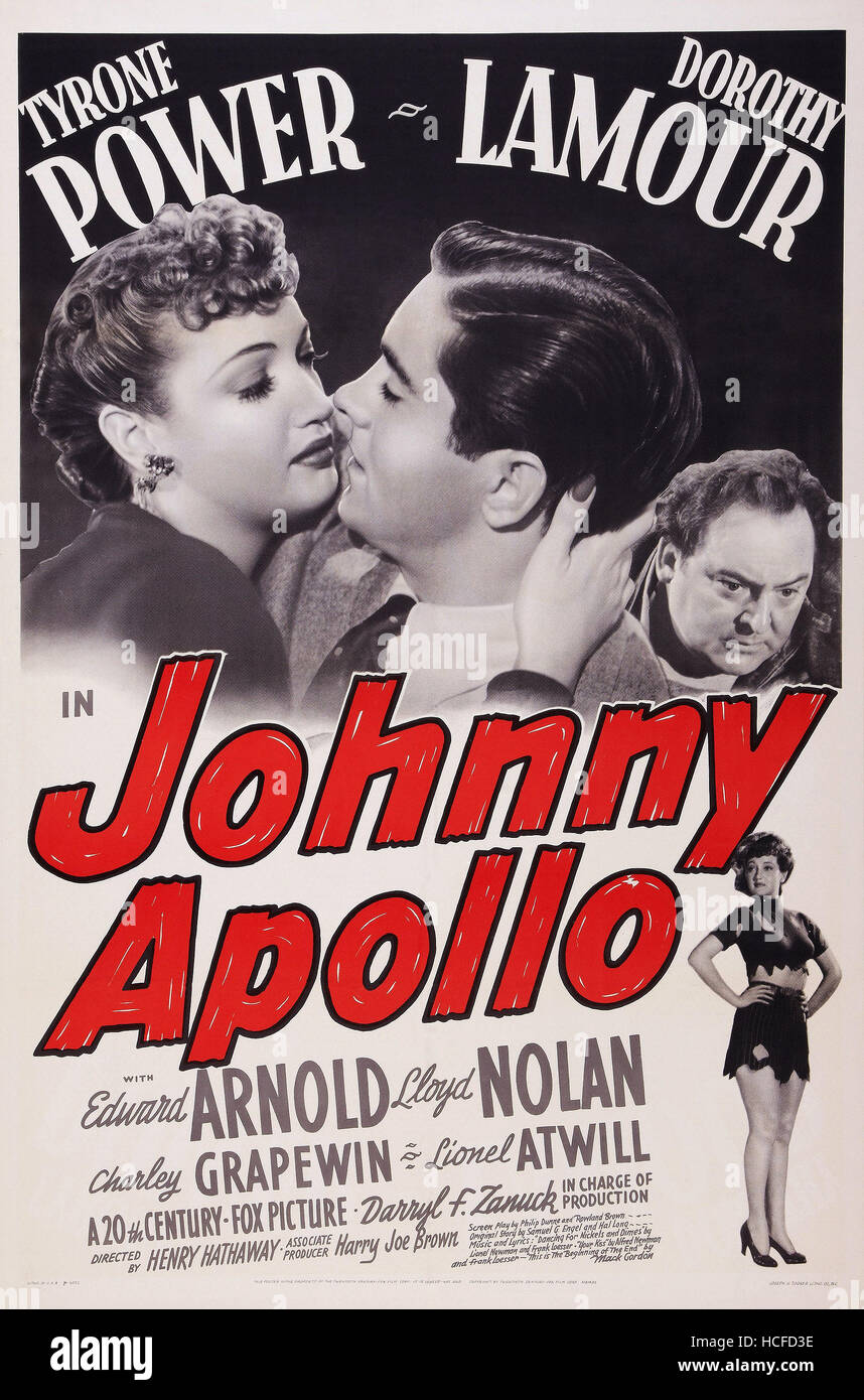 JOHNNY APOLLO, from left: Dorothy Lamour, Tyrone Power, Edward Arnold ...