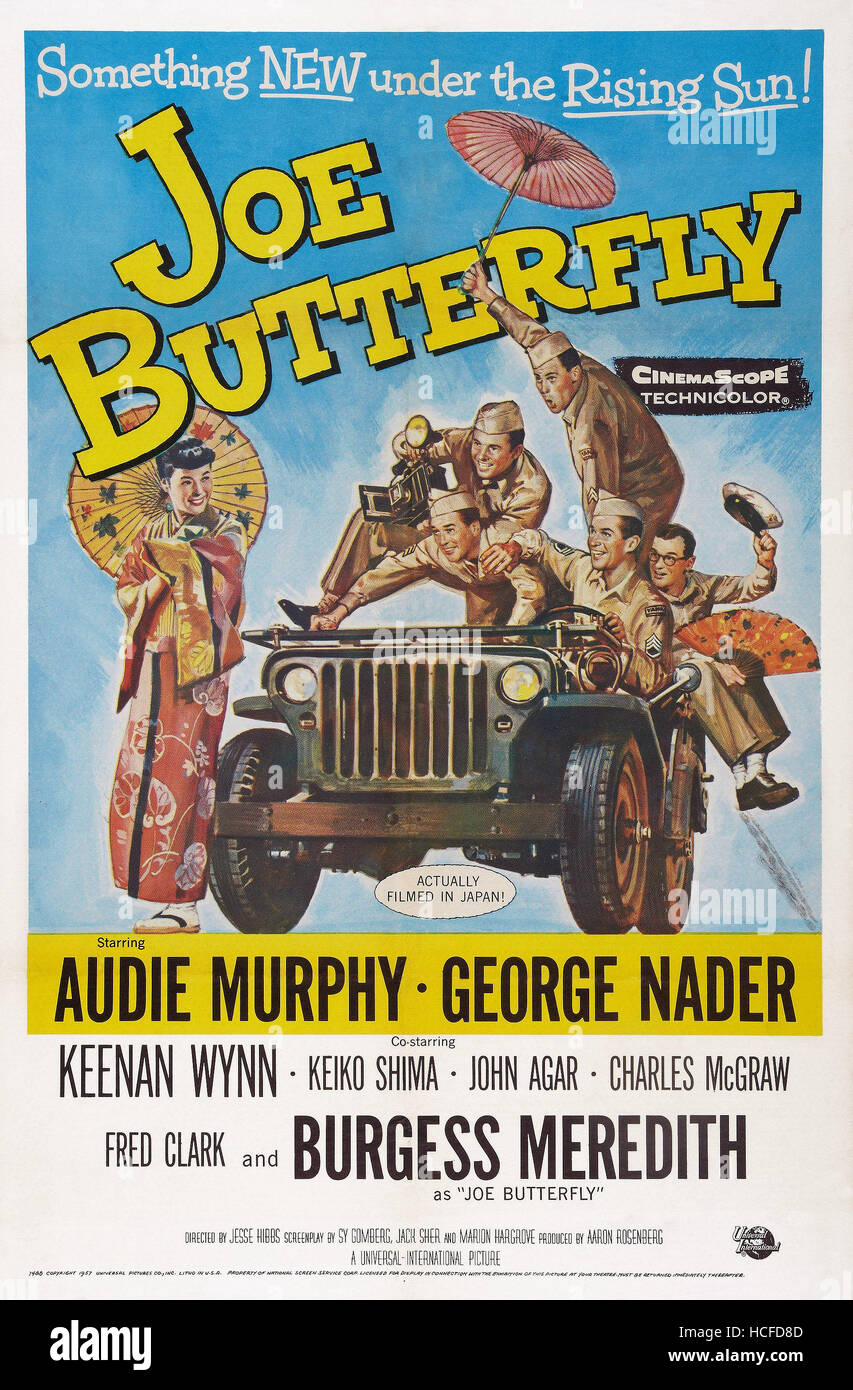 JOE BUTTERFLY, l-r: Kieko Shima, Audie Murphy, George Nader, John Agar ...