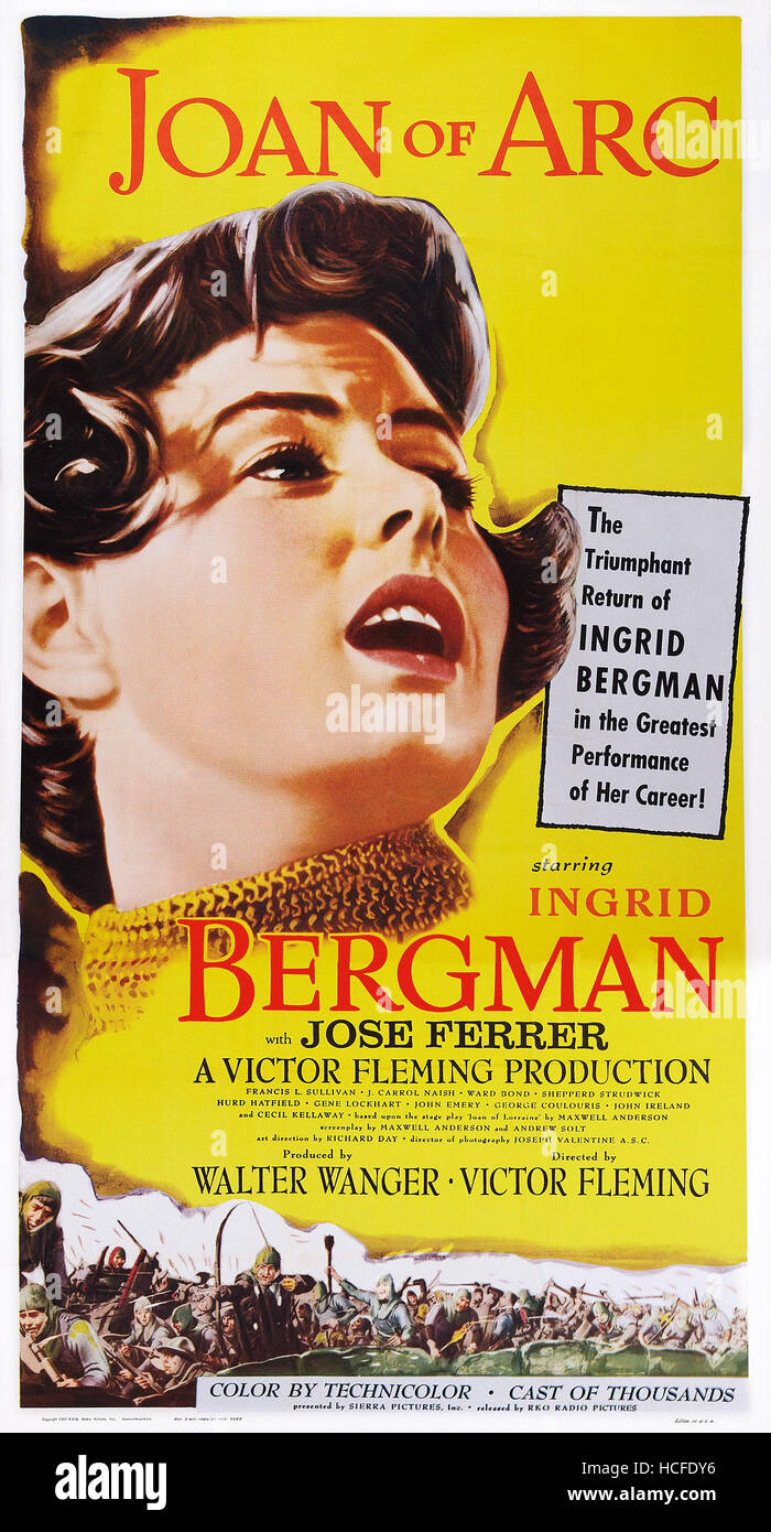 JOAN OF ARC, US reissue poster art, Ingrid Bergman, 1948 Stock Photo ...