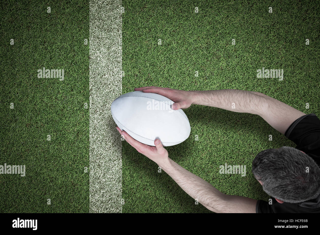 Composite image of a rugby player scoring a try Stock Photo - Alamy