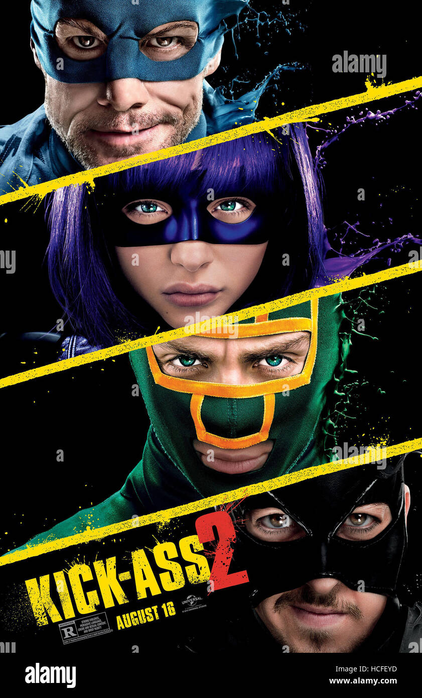 KICK-ASS 2, advance US poster art, from top: Jim Carrey, Chloe Grace Moretz, Aaron Taylor ...