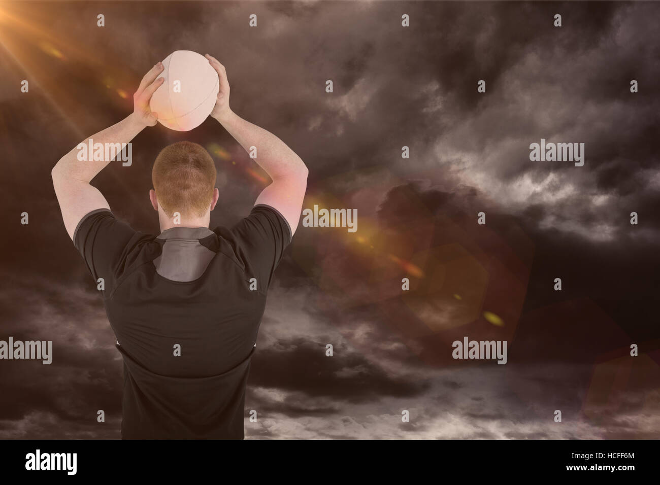 Composite image of rugby player about to throw a rugby ball 3D Stock ...