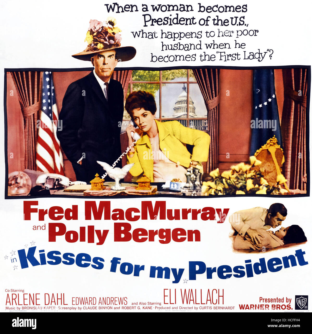 KISSES FOR MY PRESIDENT, US poster art, from left: Fred MacMurray ...