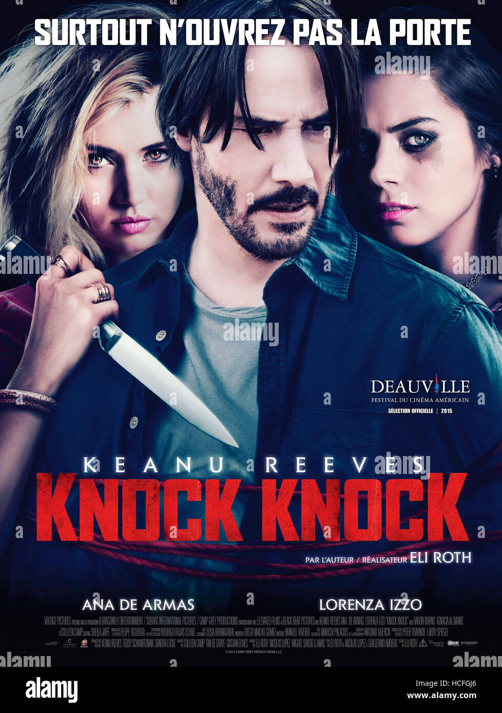 KNOCK KNOCK, French poster art, from left: Ana de Armas, Keanu Reeves ...