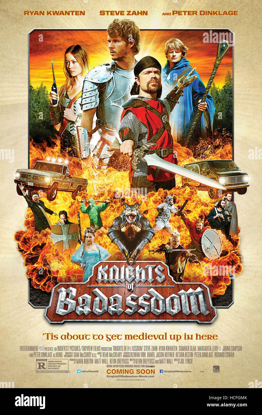 KNIGHTS OF BADASSDOM, US poster art, from left: Margarita Levieva, Ryan Kwanten, Peter Dinklage ...