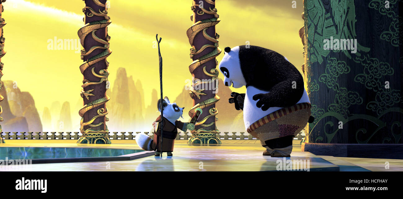KUNG FU PANDA, Shifu (voice: Dustin Hoffman), Po the Panda (voice: Jack ...