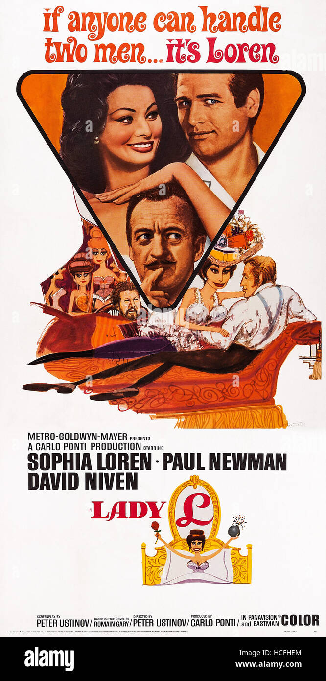 LADY L, US poster art, top: Sophia Loren, Paul Newman, David Niven ...