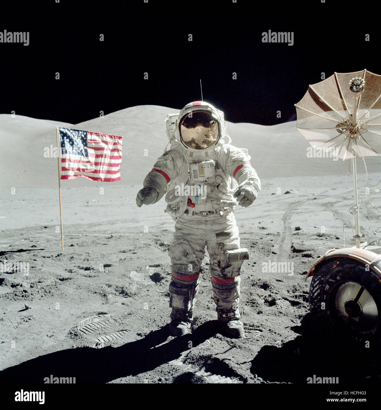 THE LAST MAN ON THE MOON, Eugene Cernan on the lunar surface, December ...
