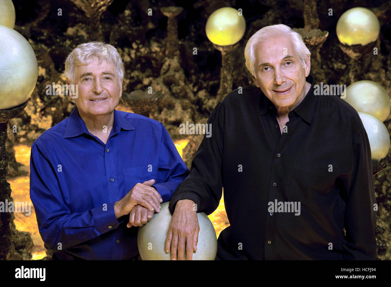 LAND OF THE LOST, from left: producers Sid Krofft, Marty Krofft, on set ...