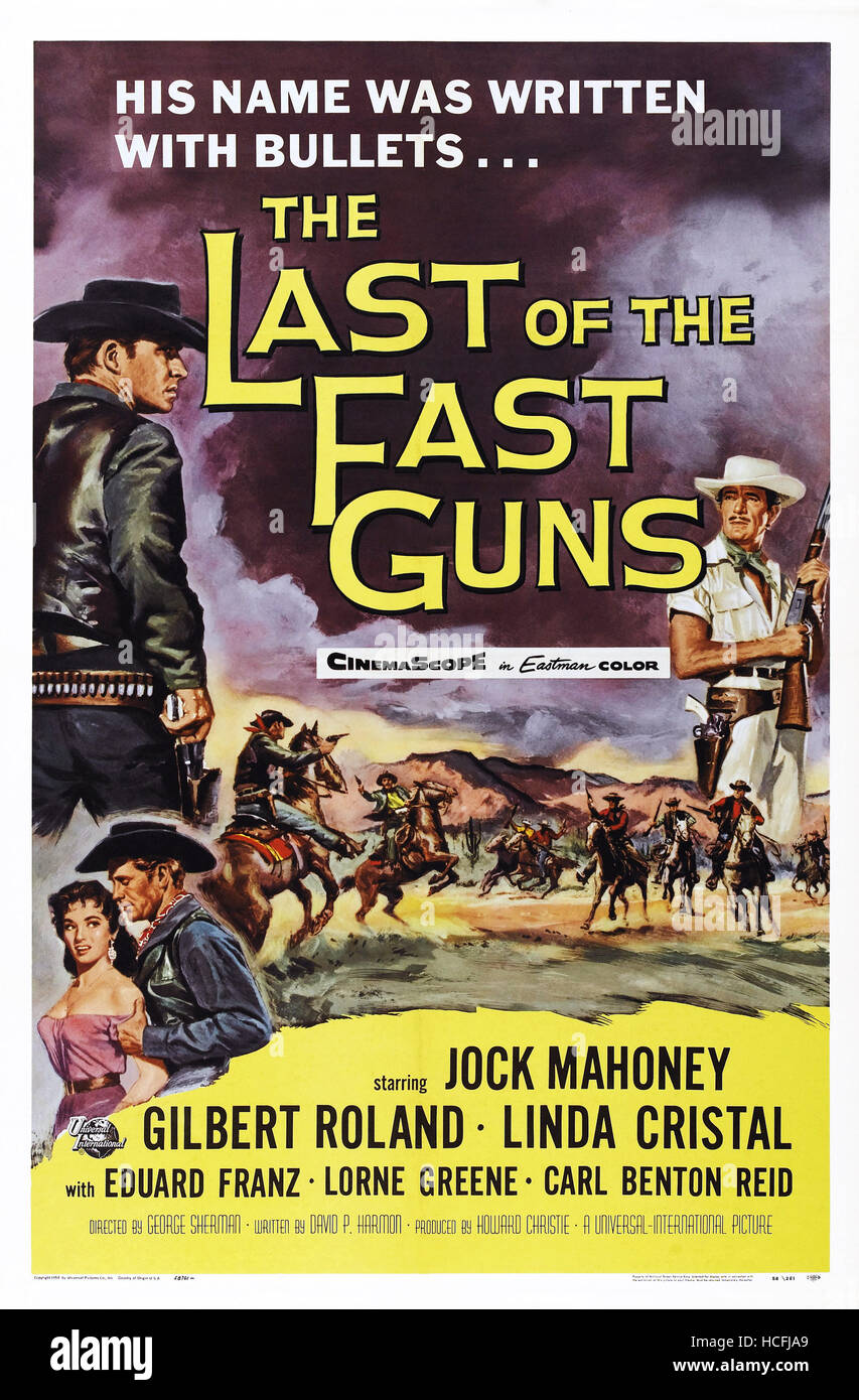THE LAST OF THE FAST GUNS, US poster, top from left: Jock Mahoney ...