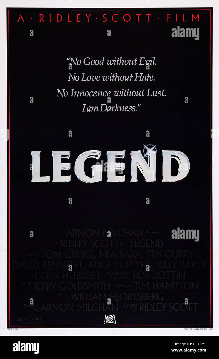 LEGEND, international poster art, 1985. TM & Copyright ©20th Century ...