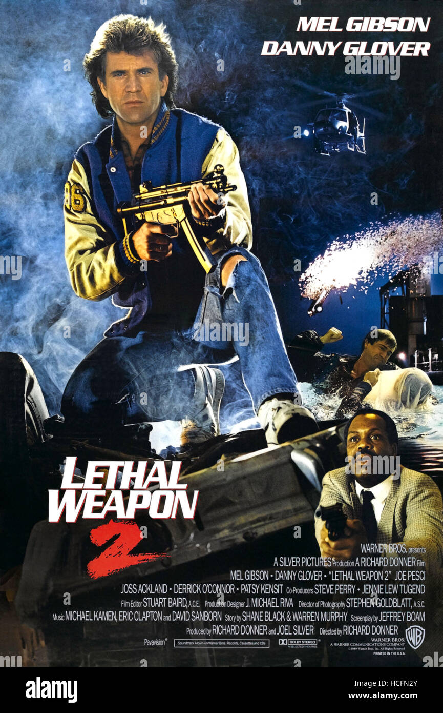 LETHAL WEAPON 2, top: Mel Gibson, bottom right: Danny Glover, rear left ...