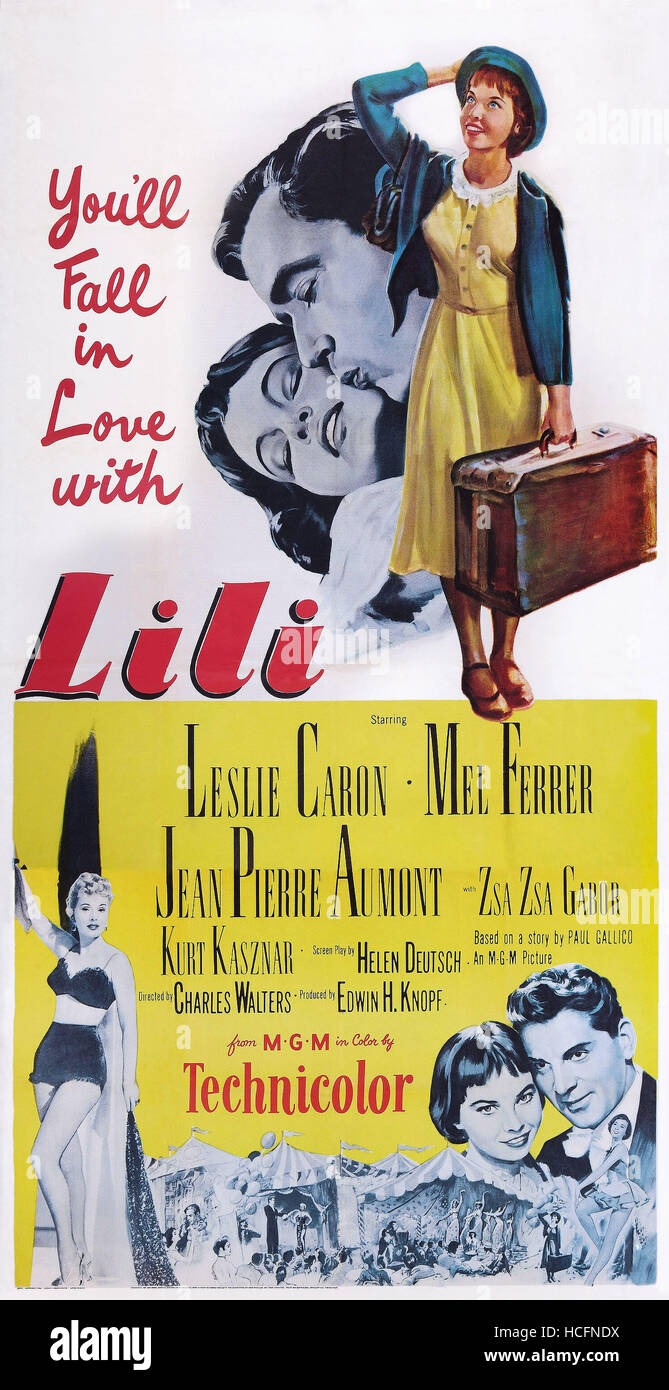 LILI, US poster art, top: Mel Ferrer, Leslie Caron; bottom from left ...
