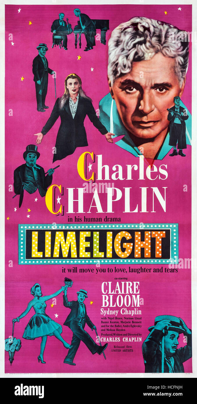 LIMELIGHT, US poster art, top from left: Claire Bloom, Charlie Chaplin ...