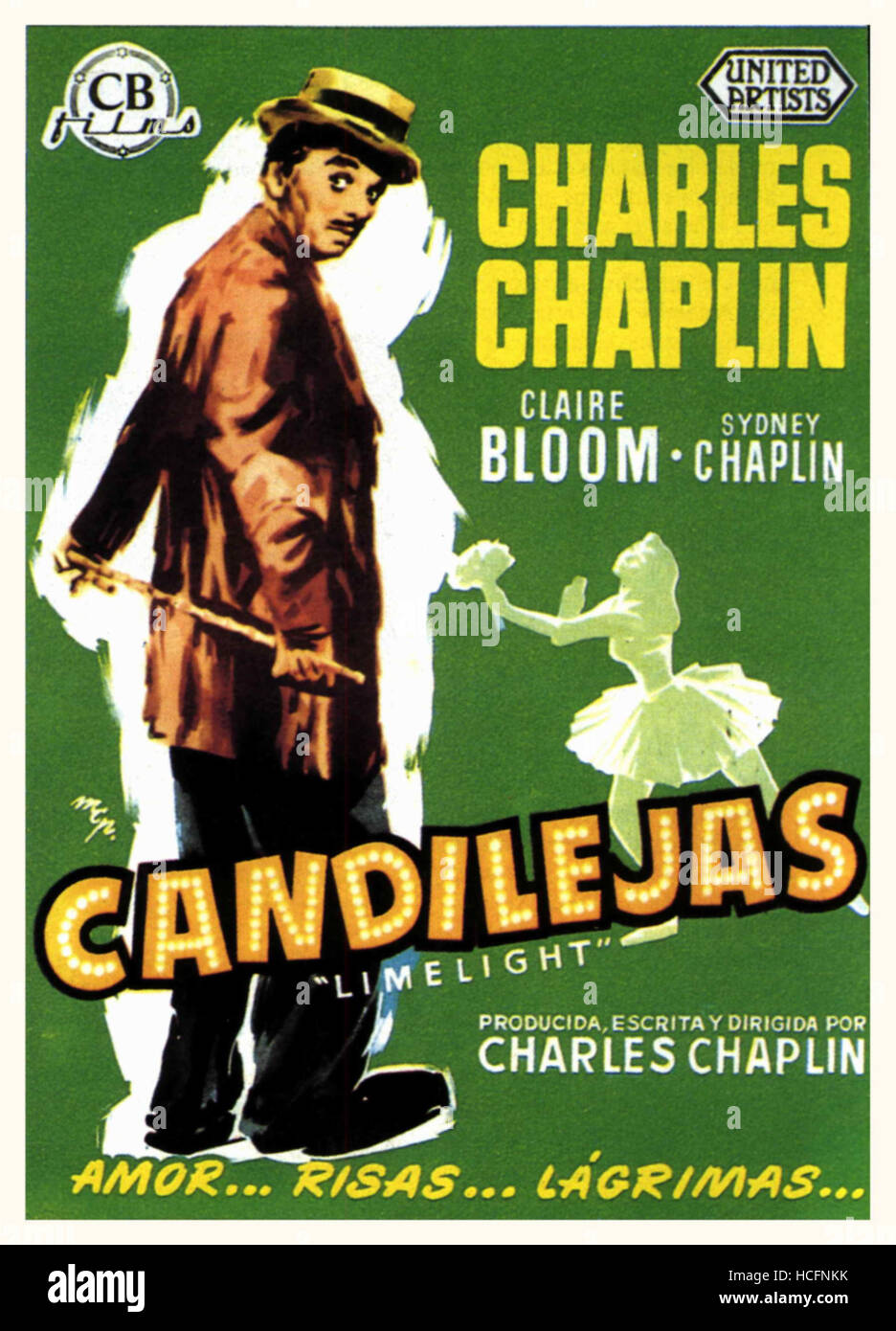 LIMELIGHT (aka CANDILEJAS), Charlie Chaplin (Spanish poster art), 1952 ...