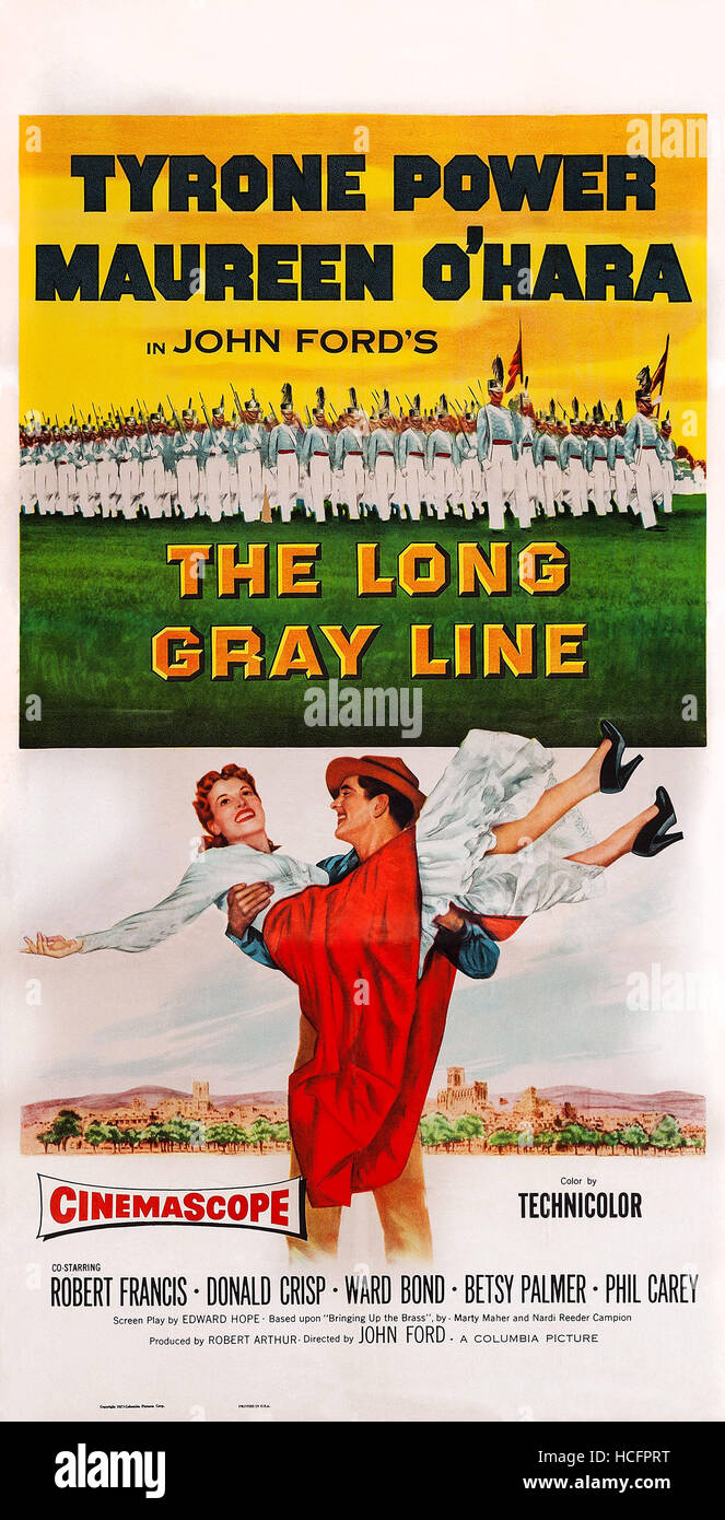 THE LONG GRAY LINE, US poster art, from left: Maureen O'Hara, Tyrone ...