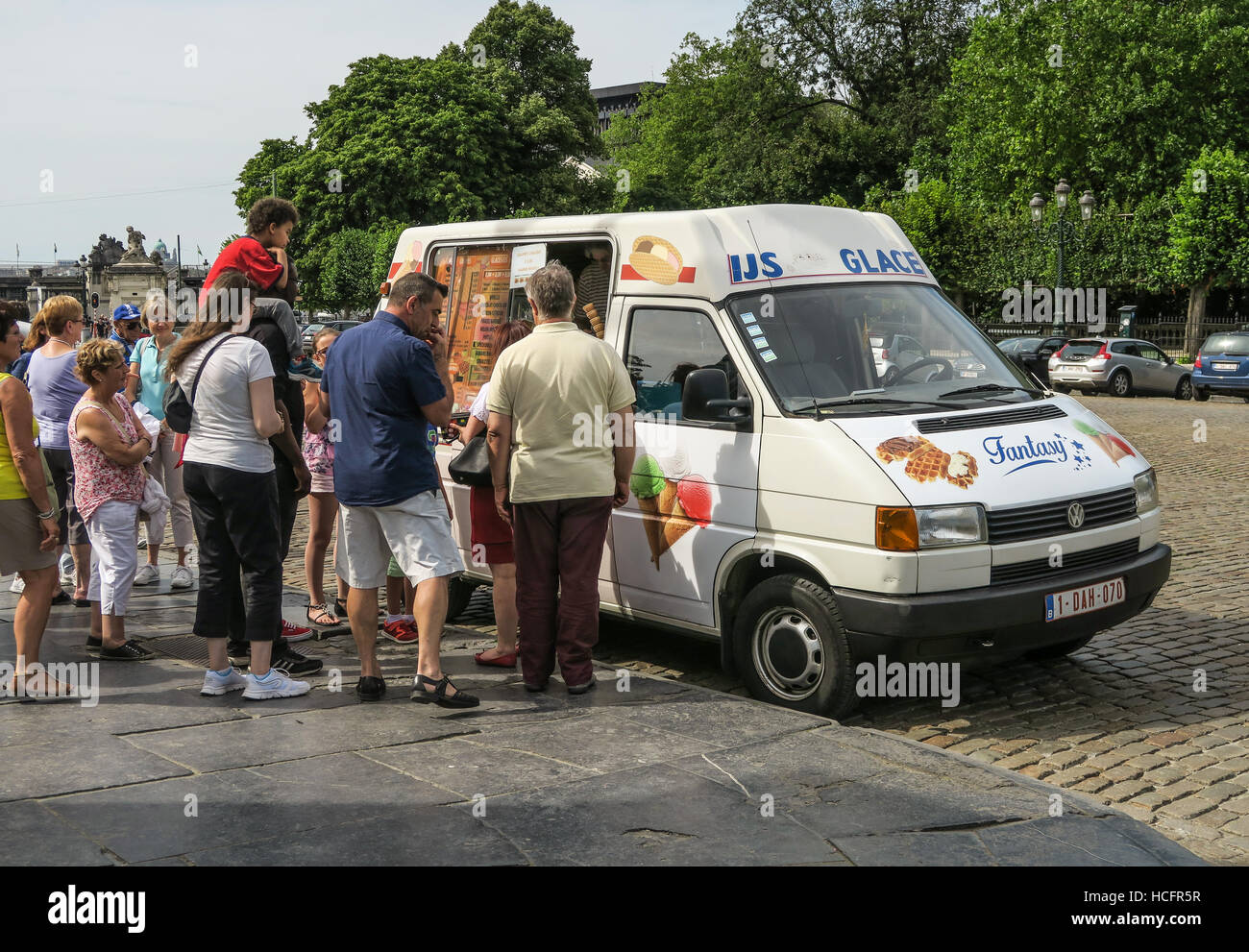 A busy ice cream van in Brussels, Belgium Stock Photo - Alamy