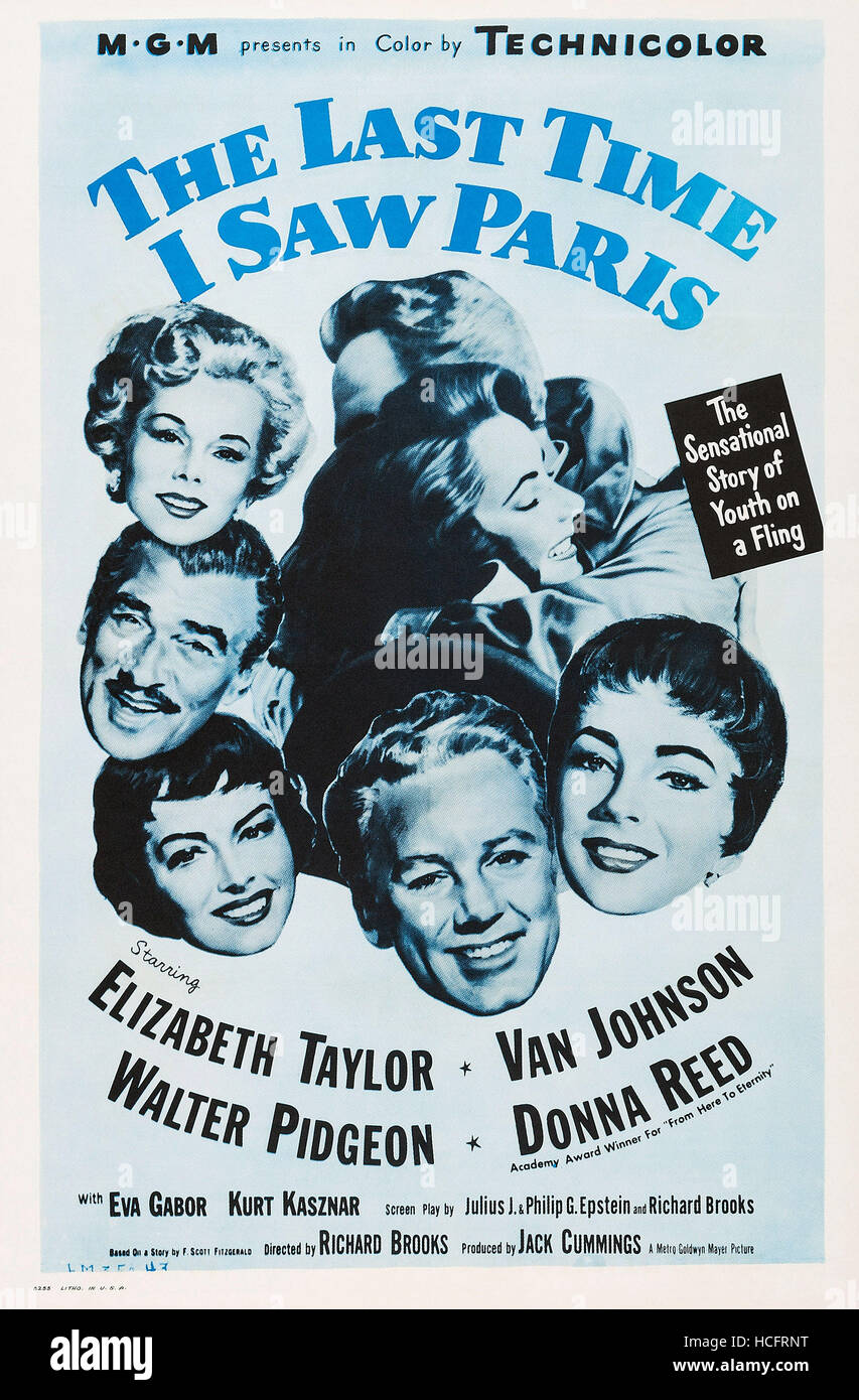 THE LAST TIME I SAW PARIS, US poster, from top left: Eva Gabor, Walter ...