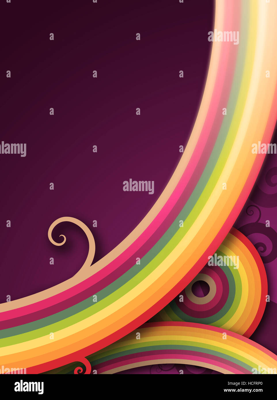 colorful and curly lines against plain purple background Stock Photo ...