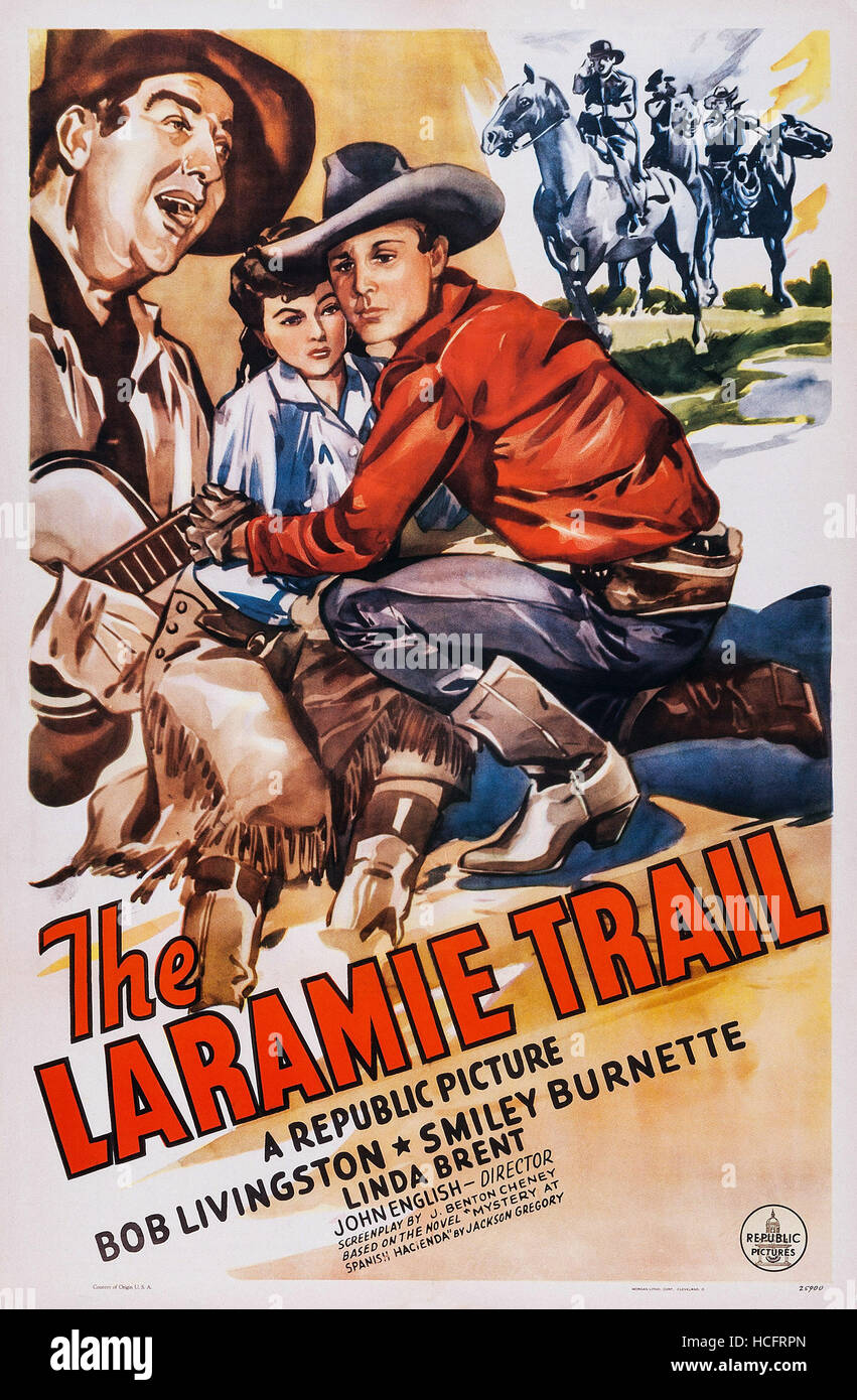 THE LARAMIE TRAIL, US poster art, from left: Smiley Burnette, Linda ...