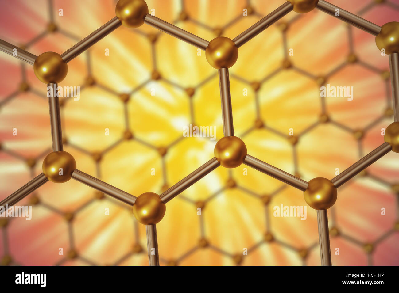 rendering nanotechnology hexagonal geometric form close-up, concept ...