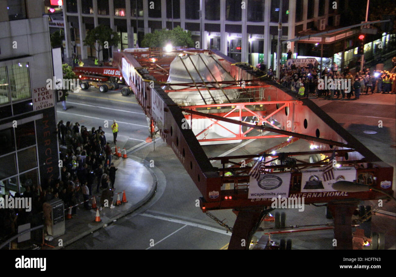 LEVITATED MASS, A 340-ton boulder rounds Wilshire Blvd in Los Angeles ...