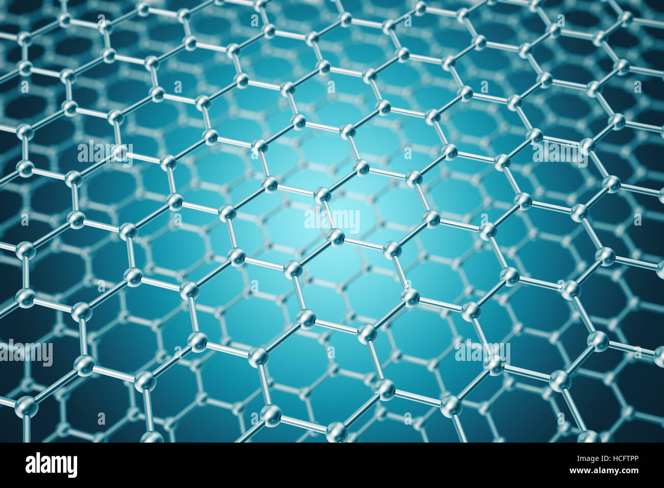 Rendering Abstract Nanotechnology Hexagonal Geometric Form Close Up Concept Graphene Atomic