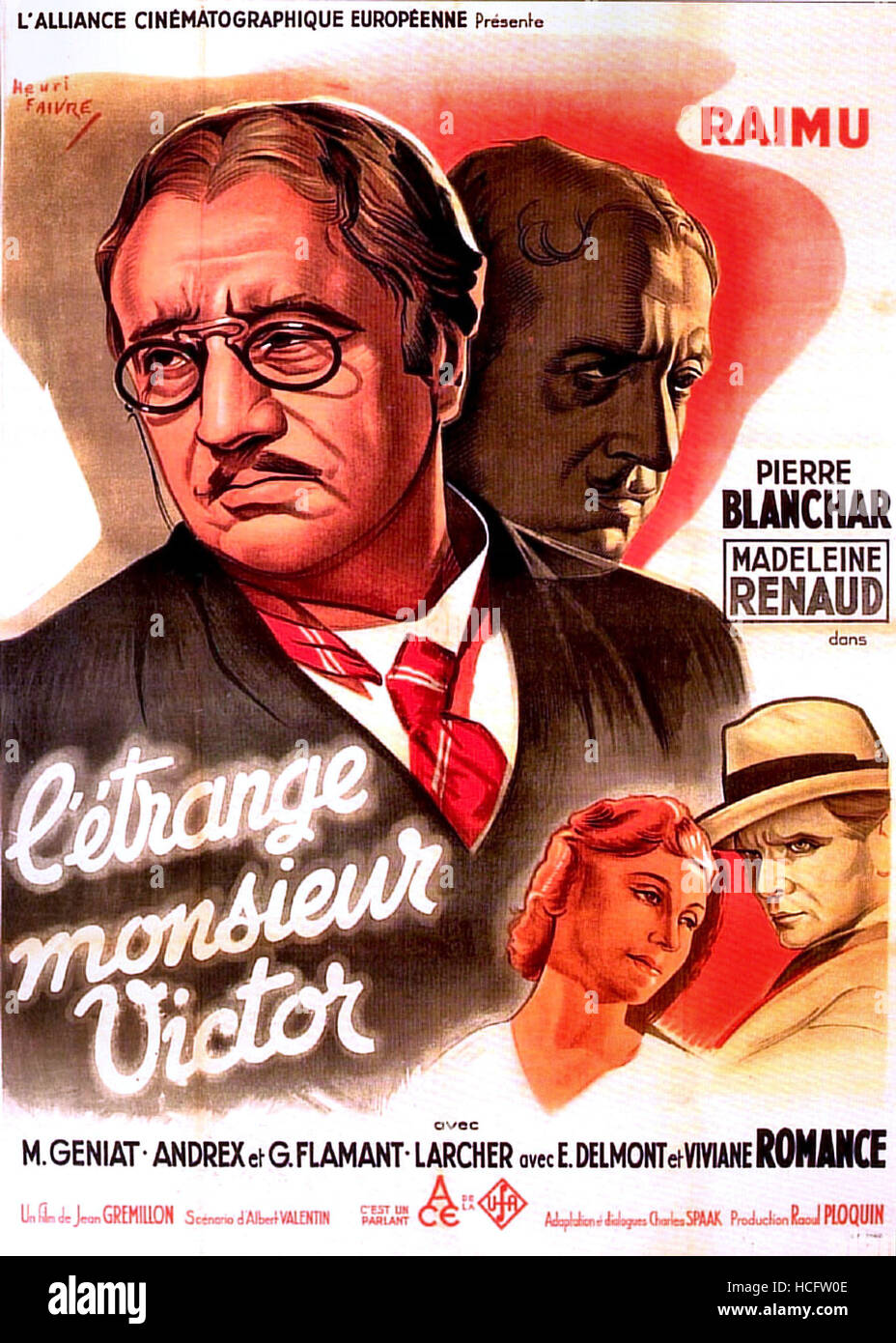 L'ETRANGE MONSIEUR VICTOR, French poster art, Raimu, 1938 Stock Photo ...