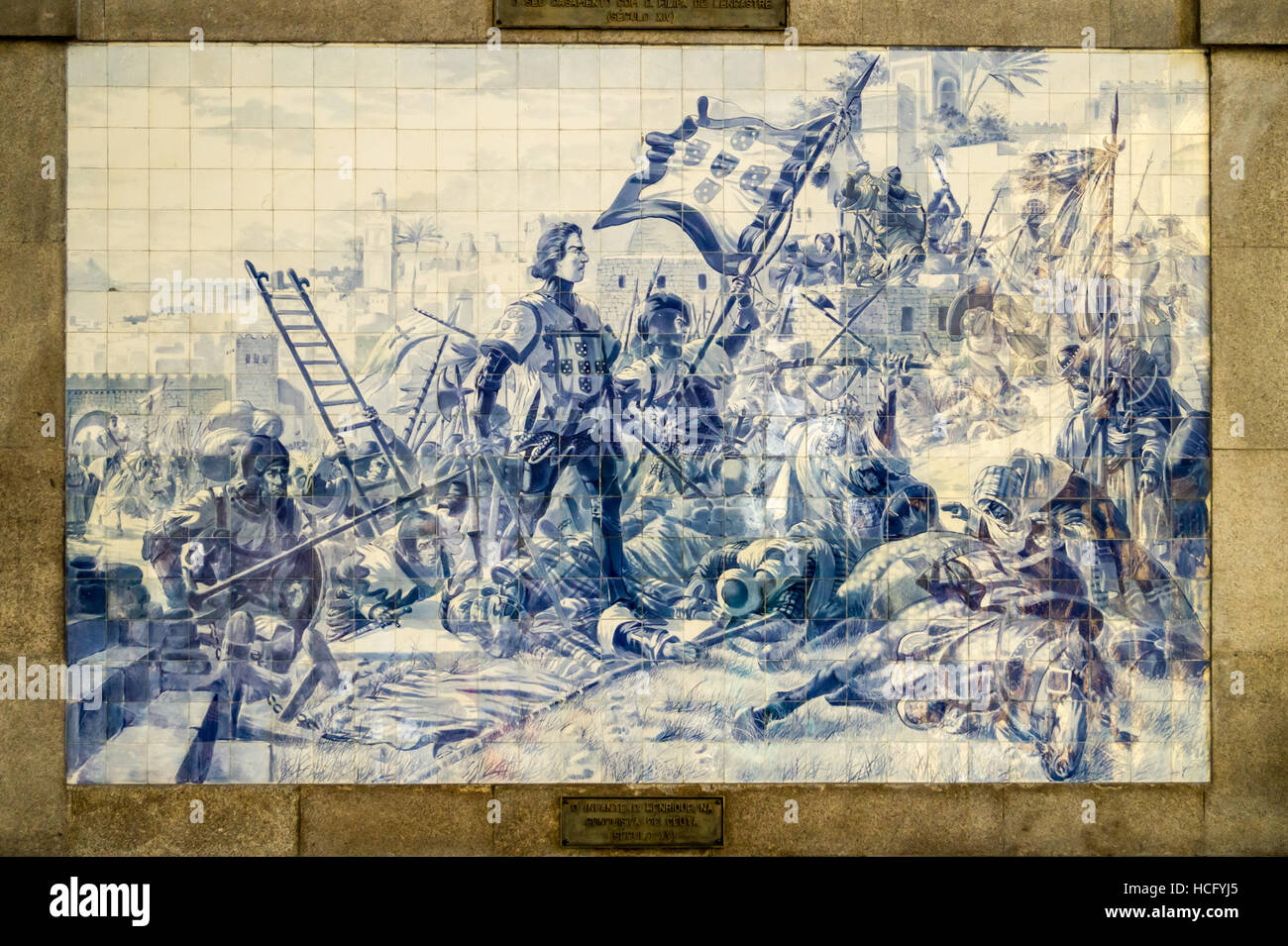 " Prince Henry the Navigator in the conquest of Septa" (Ceuta) azulejo ...