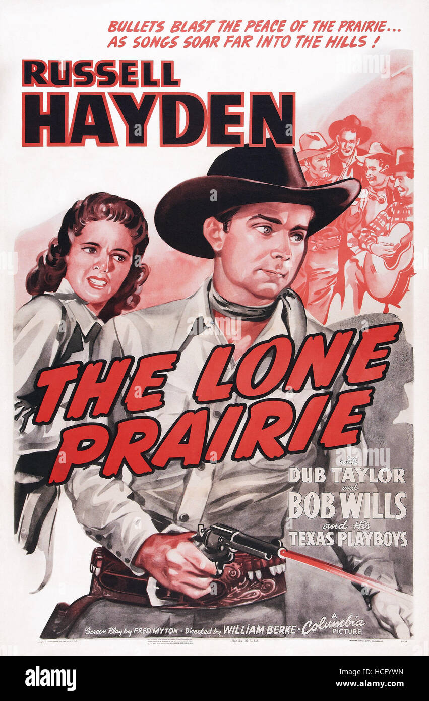 THE LONE PRAIRIE, US poster art, right: Russell Hayden, 1942 Stock ...