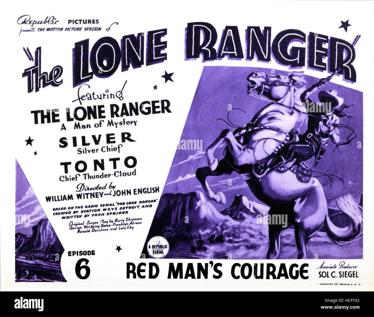 THE LONE RANGER, (Chapter 6: Red Man's Courage), 1938 Stock Photo - Alamy