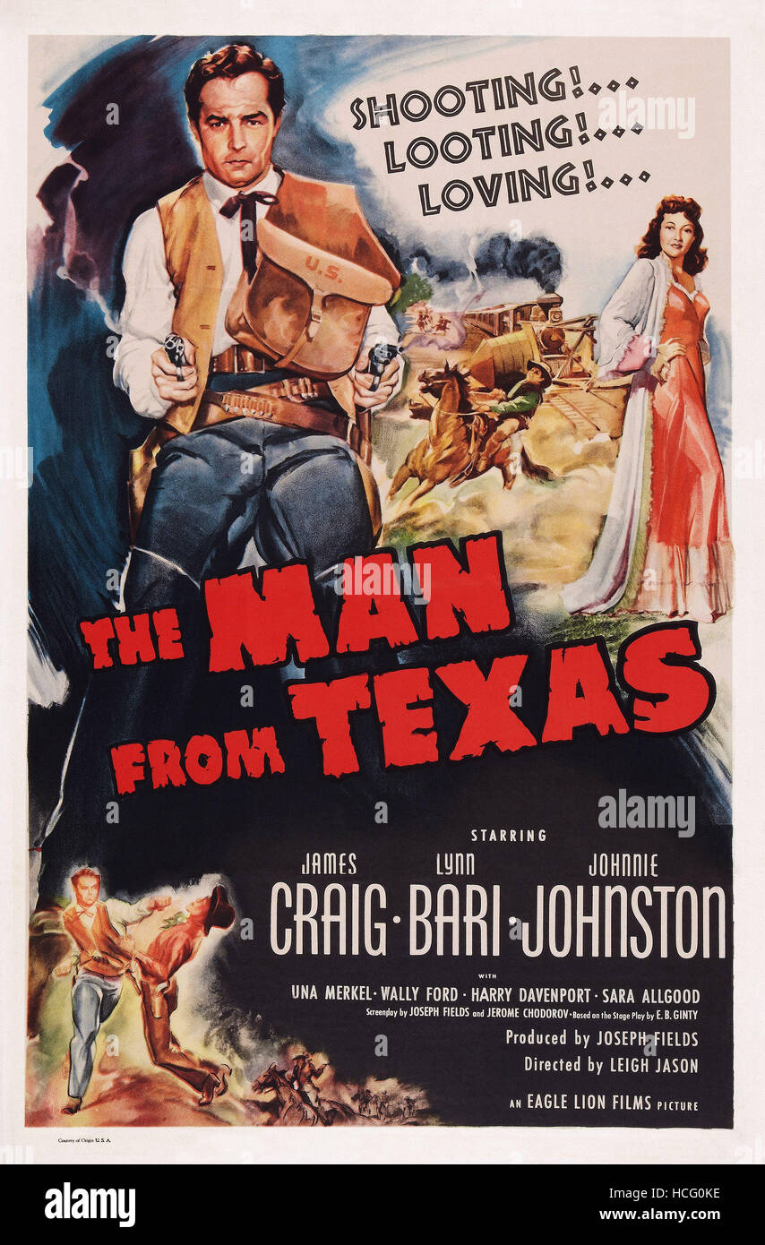 THE MAN FROM TEXAS, US poster art, from left: James Craig, Lynn Bari ...