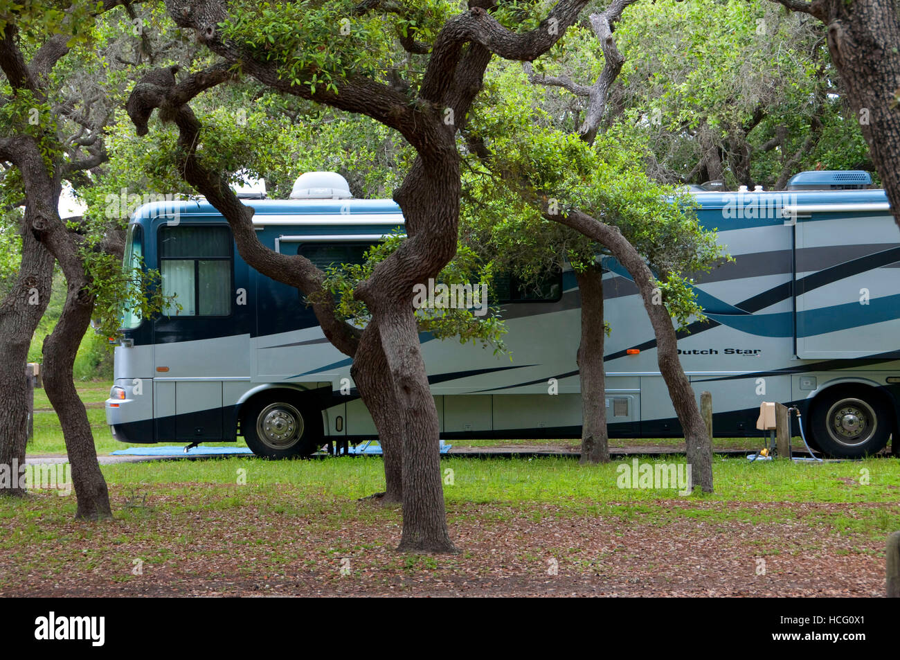 Motorhome in campground, Goose Island State Park, Texas Stock Photo - Alamy