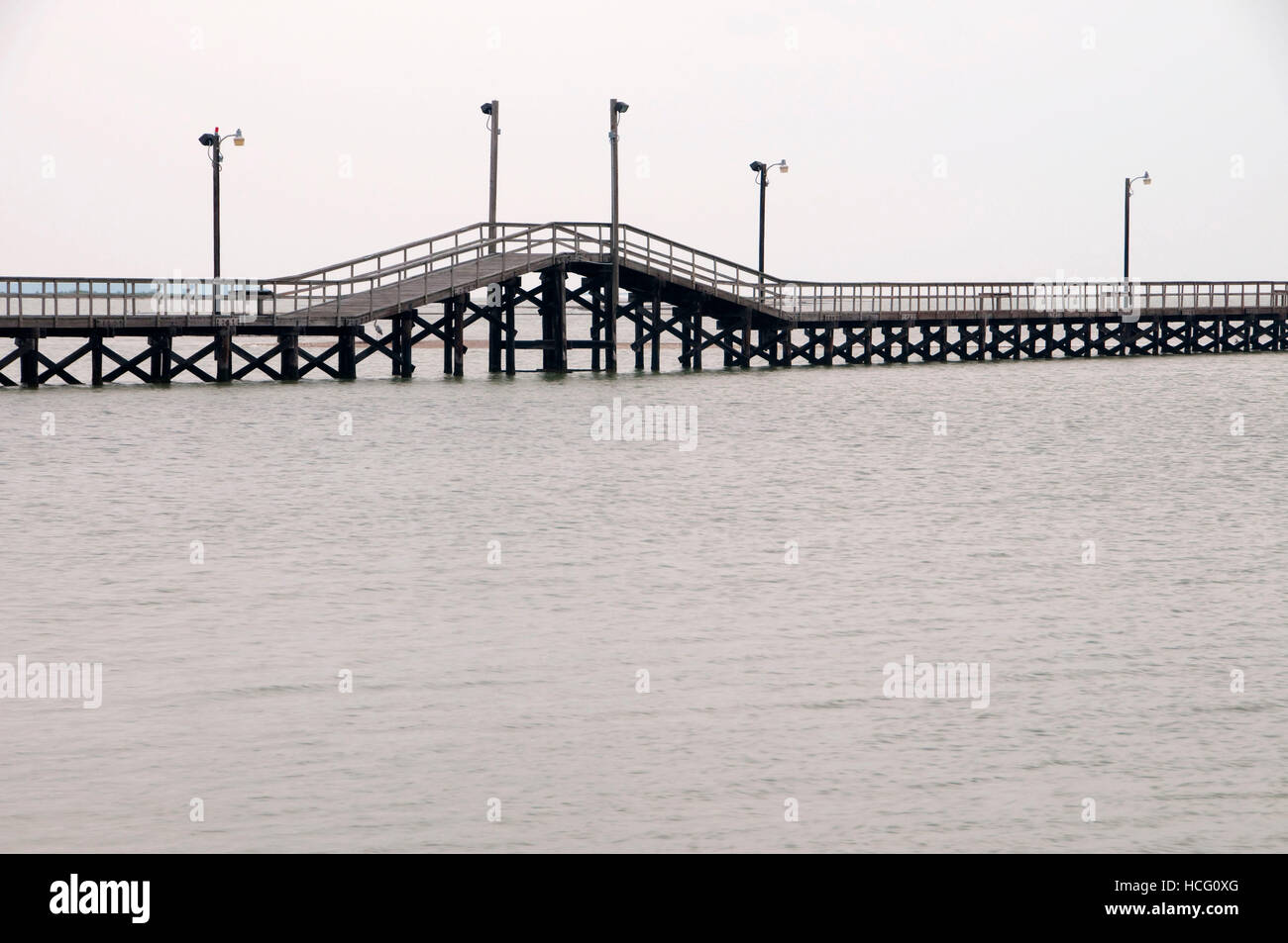 Aransas Bay fishing pier, Goose Island State Park, Texas Stock Photo ...