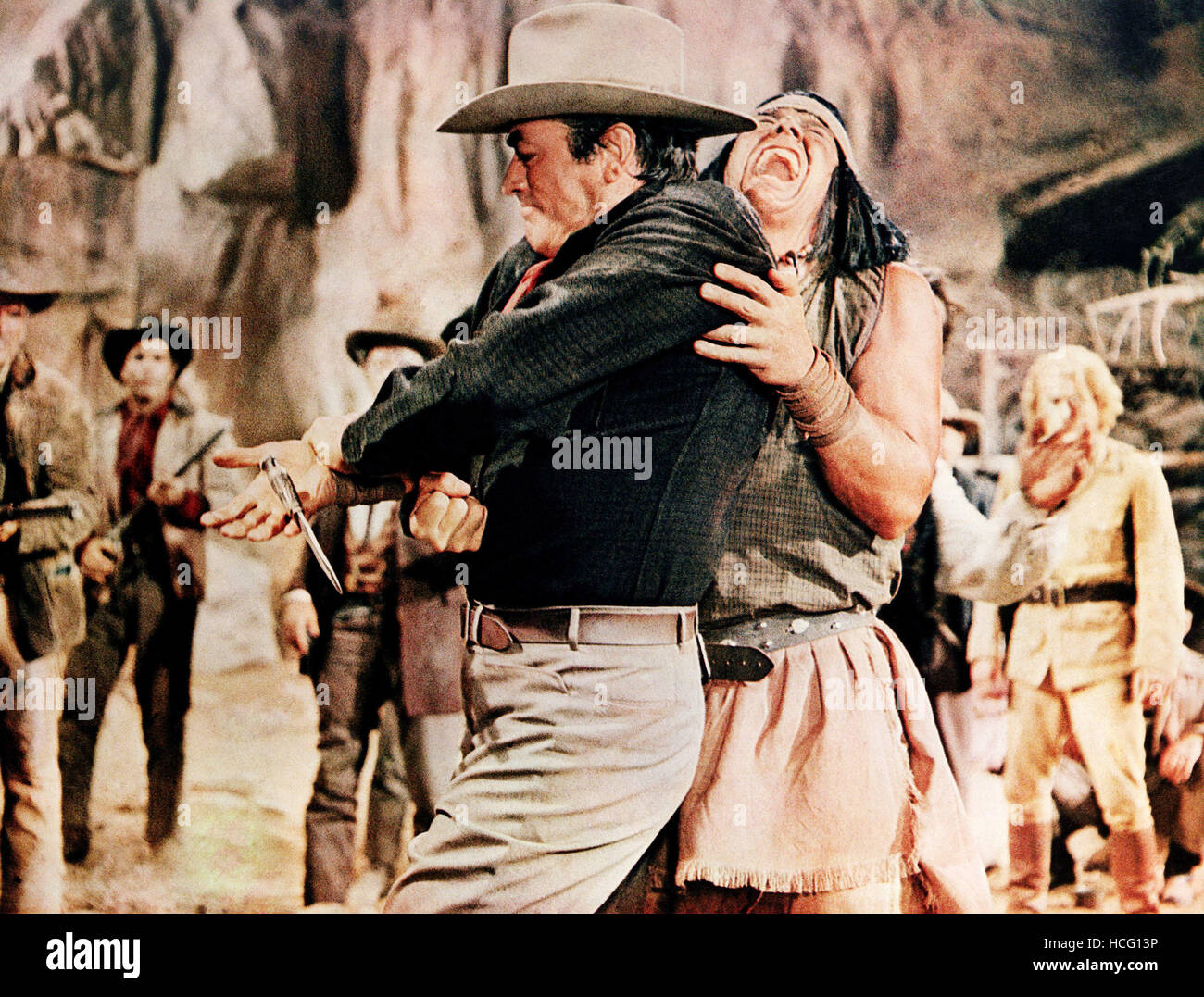 MACKENNA'S GOLD, from left: Gregory Peck, Ted Cassidy, 1969 Stock Photo ...