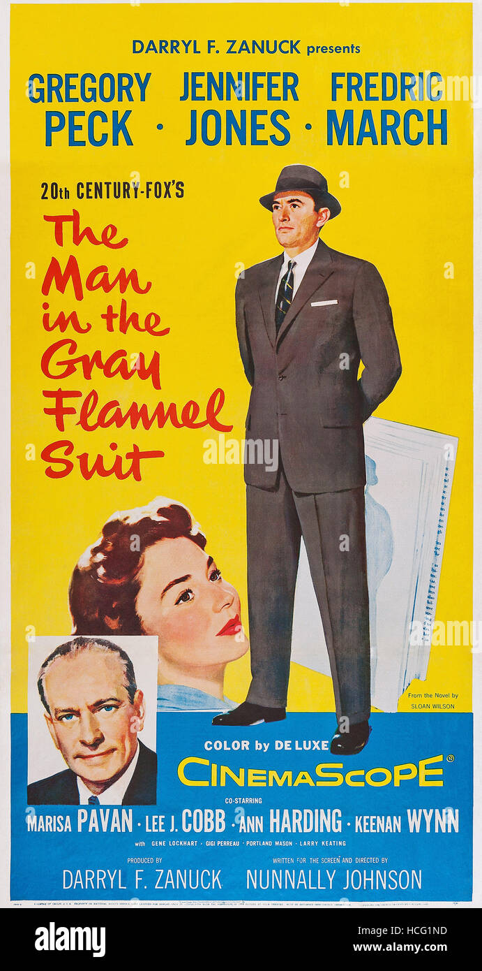 THE MAN IN THE GRAY FLANNEL SUIT, US poster art, from bottom left ...